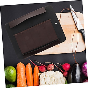 OUNONA 1PC Leather Chef Knife Roll Bag Holds,Utensil Holder Storage Bag Pockets Durable Knife Carrier Knife Roll Pouch Organizer