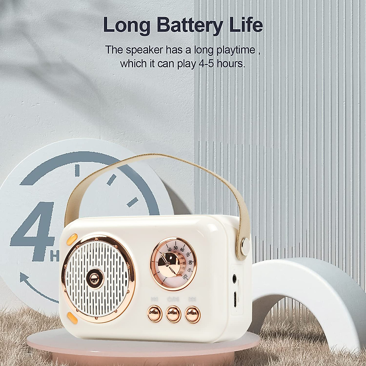 Portable Bluetooth Speaker with Microphone Set,Retro Bluetooth Speaker with Home Karaoke Machine,Portable Handheld Karaoke Mics Speaker Machine for Kids and Adults Home Party Birthday(White)