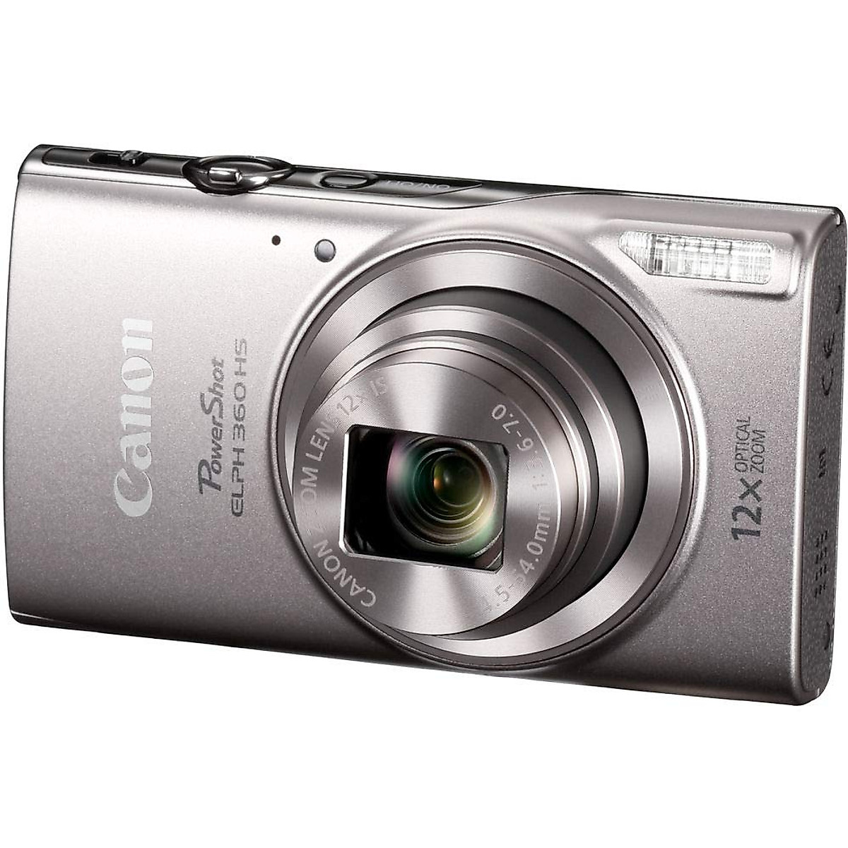 Canon PowerShot ELPH 360 HS Digital Camera (Silver) (1078C001) + 64GB Memory Card + NB11L Battery + Case + Charger + Card Reader + Corel Photo Software + HDMI Cable + Flex Tripod + More (Renewed)
