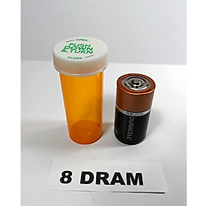 Plastic Prescription Vials/Bottles 100 Pack w/Caps 8 Dram Size-NEW