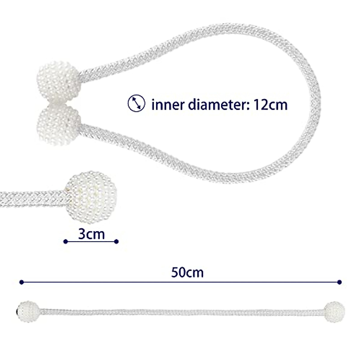8 Pack Magnetic Curtain Tie Backs with Pearls,Modern Curtain Holdbacks Strap,Decoration for Kindergarten,Outside and Inside Drapes