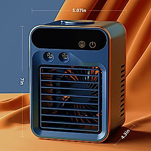 hYwecy 2023 Portable Air Conditioner-Rechargeable Office Air Conditioner in Three Speeds&Spray Speed,Portable Evaporative Cooling Fan with Spray for Home Bedroom Office(dark blue)