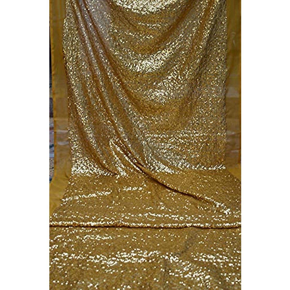 Sequins and Metallic in Mesh Fabric by Yard,Embroidery Lace Heavy Beads,Sequin Embroidery Lace Fabric, Metallic Fabric,Smoke Gray Sequin (Gold, 10 Yards)