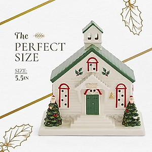 Spode Christmas Tree Miniature Village Figural Decoration, LED Lighted Village Set, Ceramic Holiday Decor - Dolomite Collectible for Indoor Display (School House)