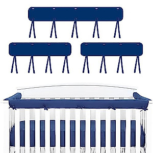 Macabaka Bed Rail Covers,3 Piece Bed Rail Covers for Teething,Bed Rail Cover Protector Set from Chewing,Safe Teething Guard Wrap for Standard Rail Cover for Bedroom(Navy Blue)