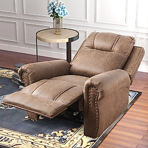 INZOY Electric Power Recliner with Breathable Leather, Classic Electric Reclining Recliner Chair with USB Port, Upholstered Single Sofa Recliner for Living Room Bedroom Home Theater, Brown