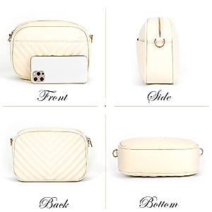 Quilted Small Crossbody Bag for Women With Coin Purse Pouch and Tassel Women Square Camera Side Shoulder Handbag (White)