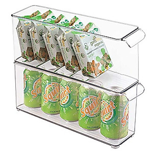 iDesign Kitchen Binz BPA-Free Plastic Deep Stackable Organizer with Handle - 4" x 6" x 14.5", Clear