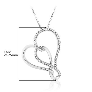 .925 Sterling Silver 1/4 Cttw Diamond Sideways Infinity Knot Heart Pendant Necklace on 18" Cable Chain (I-J Color, I2-I3 Clarity)