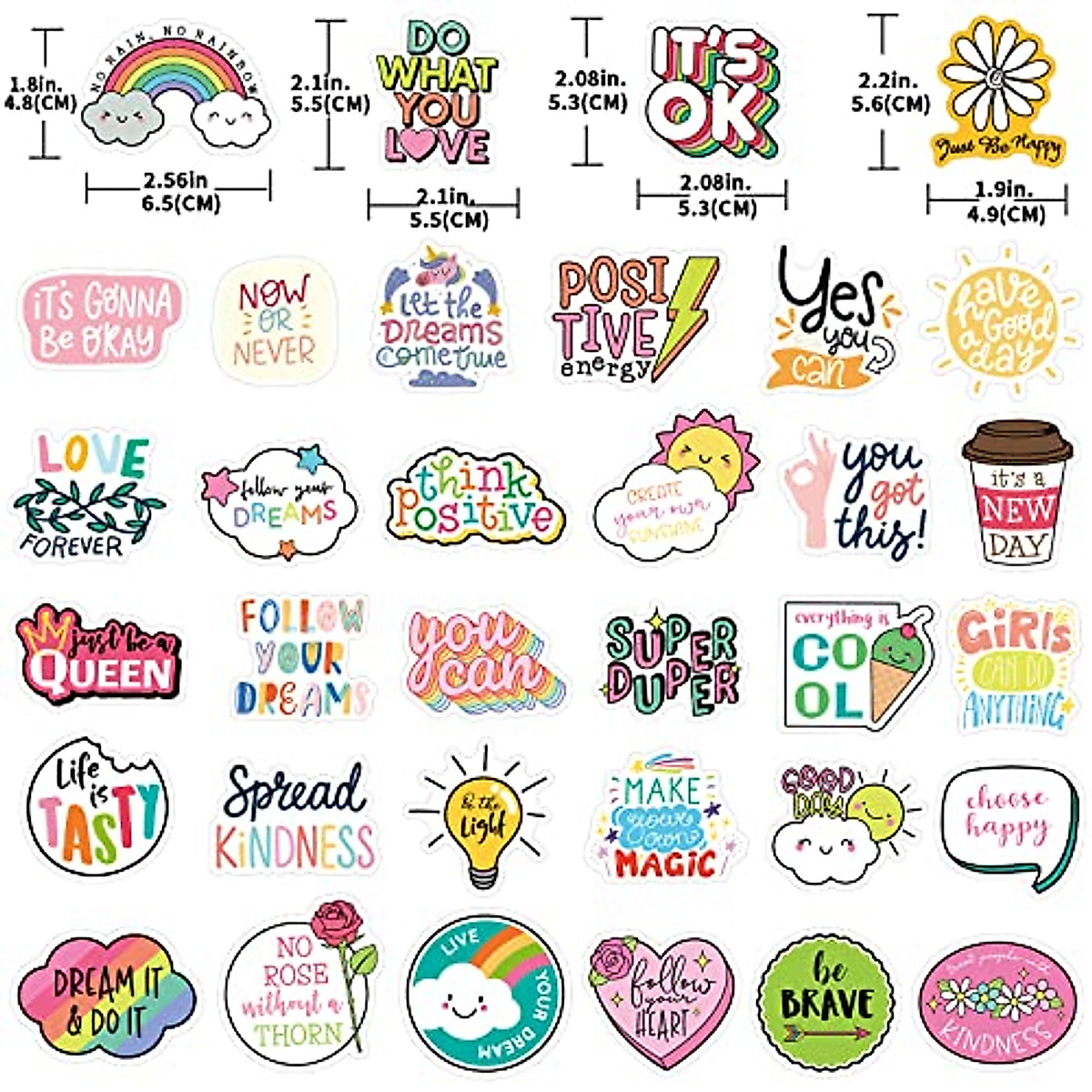 YAMIOW 160pcs Cute Positive Words Stickers for Kids Teens Adults, VSCO Trendy Stickers for Girls, Inspirational Stickers for Water Bottle Laptop Scrapbooking, Waterproof Vinyl Stickers Pack
