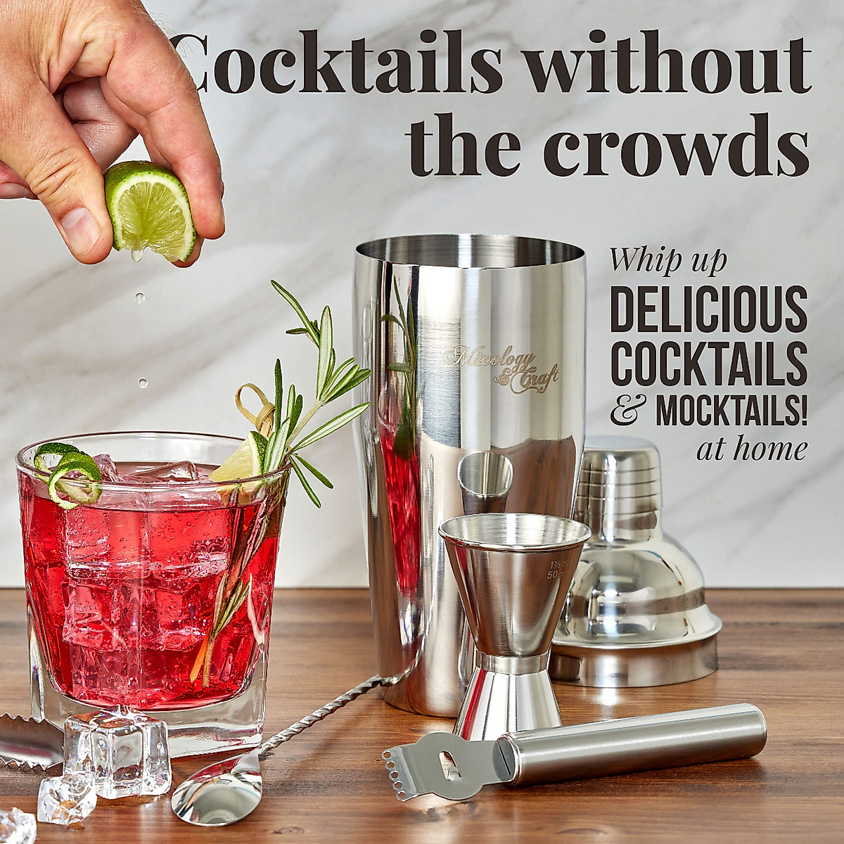 Mixology & Craft Bartender Kit - 15 Piece Set Including Cocktail Shaker and Bar Accessories, Perfect for Drink Mixing at Home, Plus Exclusive Recipe Cards