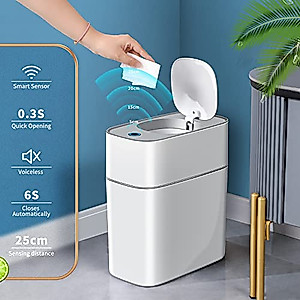 JOYBOS 2 Pack Touchless Bathroom Trash Cans and Waterproof Motion Sensor Small Automatic Bagging Garbage Can with Lid