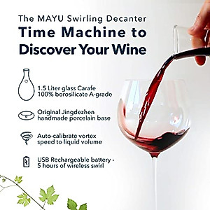 MAYU Glass Wine Aerator Decanter Pitcher - Swirling Wine Decanter, Aerator Wine Glass - Red Wine Aerator/Red Wine Decanter, At Home Wine Decanters - Sensor Technology Wine Decanter with Aerator - 1.5L