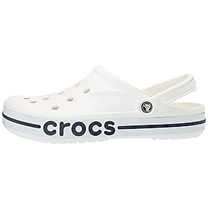 Crocs Unisex-Adult Bayaband Clogs, White/Navy, 8 Men/10 Women