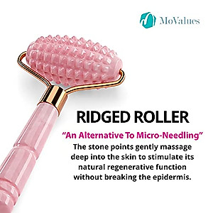 4-in-1 Jade Roller and Gua Sha Set. Rose Quartz Roller with Eye Massager, Jade Gua Sha, Ridged Roller Massager. Jade Roller For Face Real Jade 100% Jade Stone Roller. Facial Massager Ice Roller