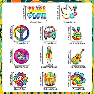 60's Hippie Theme Party Foil Swirl Decorations, 60s Groovy Party Retro Flower Cutouts Peace Sign Hanging Swirls Ceiling Decorations for 60s Hippie Theme Groovy Party Supplies, 30 Count (Novel)