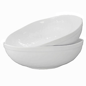 KX-WARE Melamine Serving Bowls -2pcs 12inch Larger Salad Bowls/Mixing Bowls,White Color| Break-resistant 100% Melamine Bowls | Dishwasher Safe,BPA Free