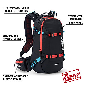 USWE Pow 16L, Ski and Snowboard Backpack with Back Protector, for Men and Women. Insulated Snow Hydration Pack with Thermo Cell Freeze Protection. Bounce Free. Black.