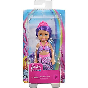 Barbie Dreamtopia Chelsea Mermaid Doll with Purple Hair & Tail, Tiara Accessory, Small Doll Bends At Waist