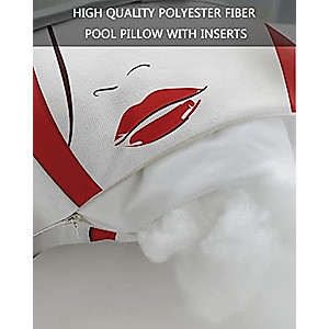 Throw Pillows with Strap, Neck & Lumbar Support Pillow Oudoor Patio Pillows, Sexy Woman Hiding Behind Red High Heels Stick Figure Pillow for Recliner, Beach Chair, Office Chair, Sofa, Armchair