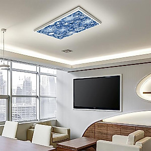 4 Pack Fluorescent Light Covers for Ceiling Light, Frosty blue Christmas pattern stylized snowflakes butterflies leaves Light Filters for Classroom Office Home, 4' x 2' Decorative Magnetic Light Cover