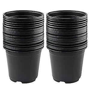 50 Pcs 6" Plastic Plants Nursery Seedlings Pots Flower Plant Container Seed Starting Pots Matte Black