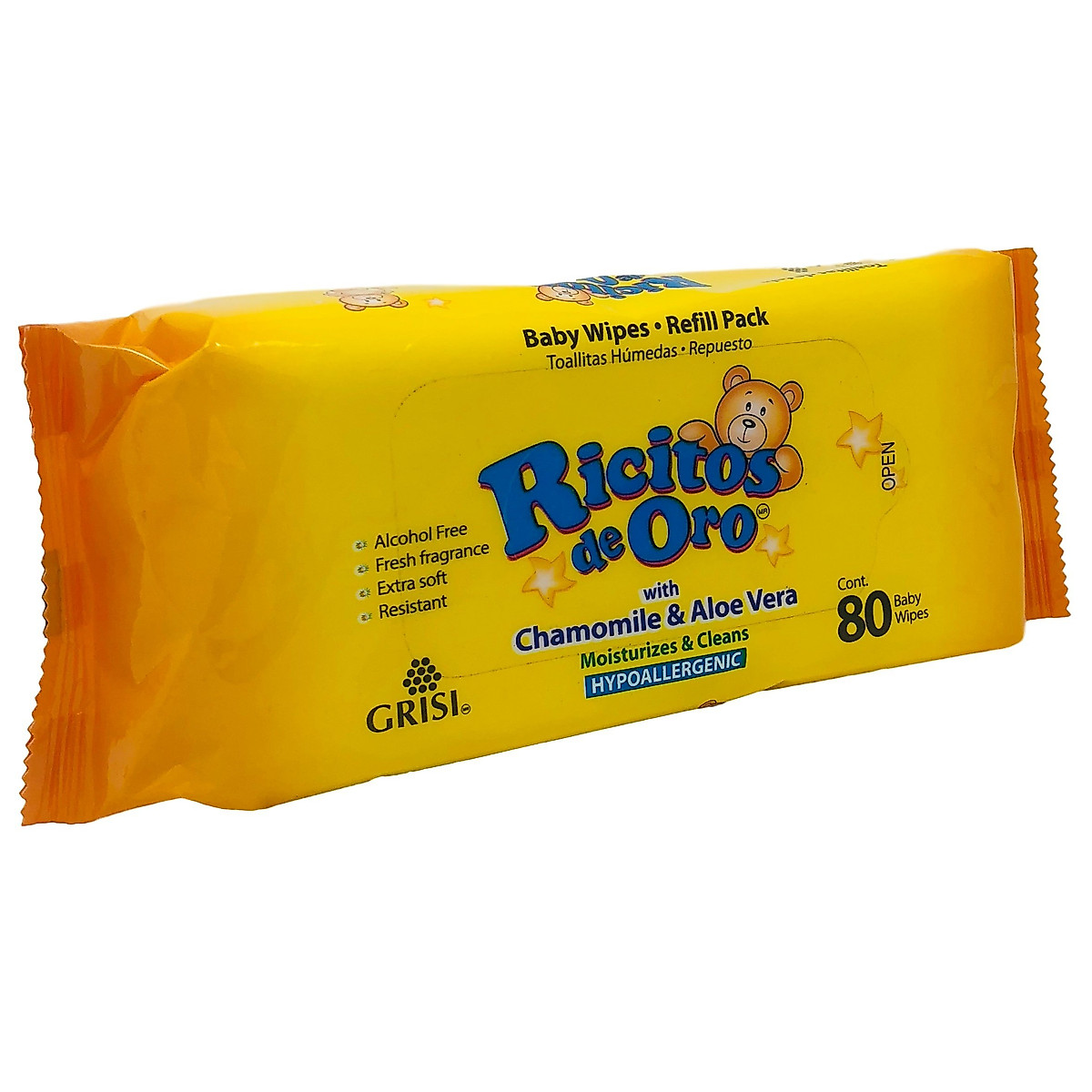 Ricitos de Oro Baby Wipes Baby Wipes with Chamomile Extract and Aloe Vera 80 cont.