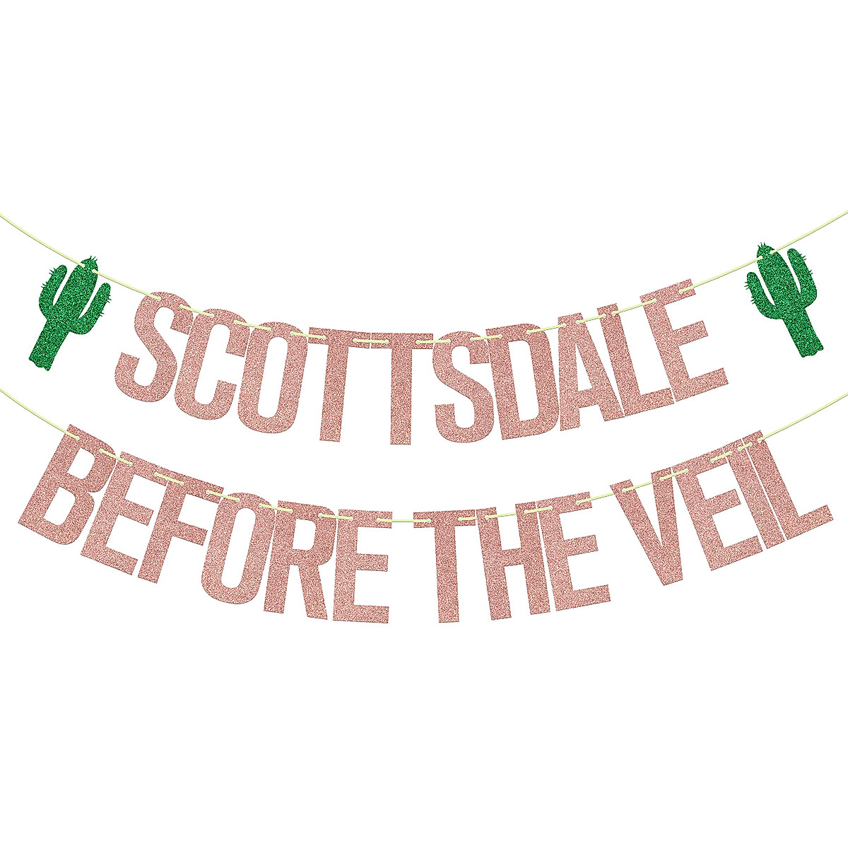 Scottsdale Before the Veil Banner, Bachelorette Party Decorations, Final Fiesta Bachelorette Cactus Decors, Bride to Be Engagement Bridal Shower Supplies Rose Gold Green Glitter