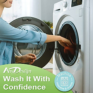 AnyDesign Spring Kitchen Dish Towel Watercolor Gnome Flower Bicycle Truck Dishcloth Green Buffalo Plaids Stripes Hand Drying Tea Towel for Cooking Baking Cleaning Wipes Supplies, 18 x 28 Inch, 4Pcs