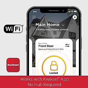 Kwikset Halo Fingerprint Wi-Fi Smart Door Lock, Keyless Touch Entry Electronic Traditional Deadbolt, No Hub Required App Remote Control, With SmartKey Re-Key Security, Venetian Bronze