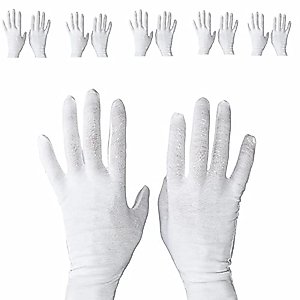 12 pieces / 6 pairs of white work gloves for cleaning services, coin and jewellery inspection XL (White, XL)
