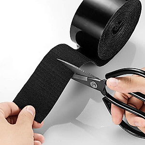 GOHOOK 2 Inch Adhesive Black Hook and Loop Tape - 5 Yards, Heavy Duty Strips/Industrial Strength Sticky Fastener