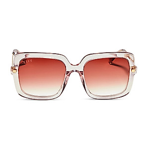 DIFF Sandra Designer Oversized Square Sunglasses for Women UV400 Protection, Light Pink Crystal + Dusk Gradient