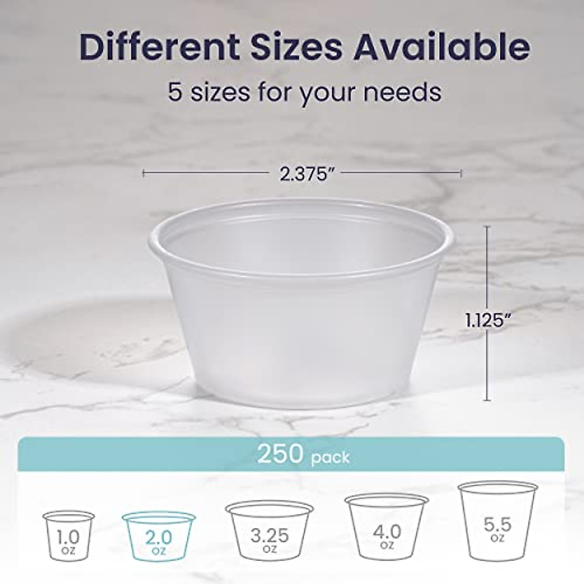 Fit Meal Prep [250 Pack] 2 oz BPA Free Plastic Portion Cup - Disposable Jello Shots Sauce Condiment Souffle Dressing Mini Containers, Cups No Lids