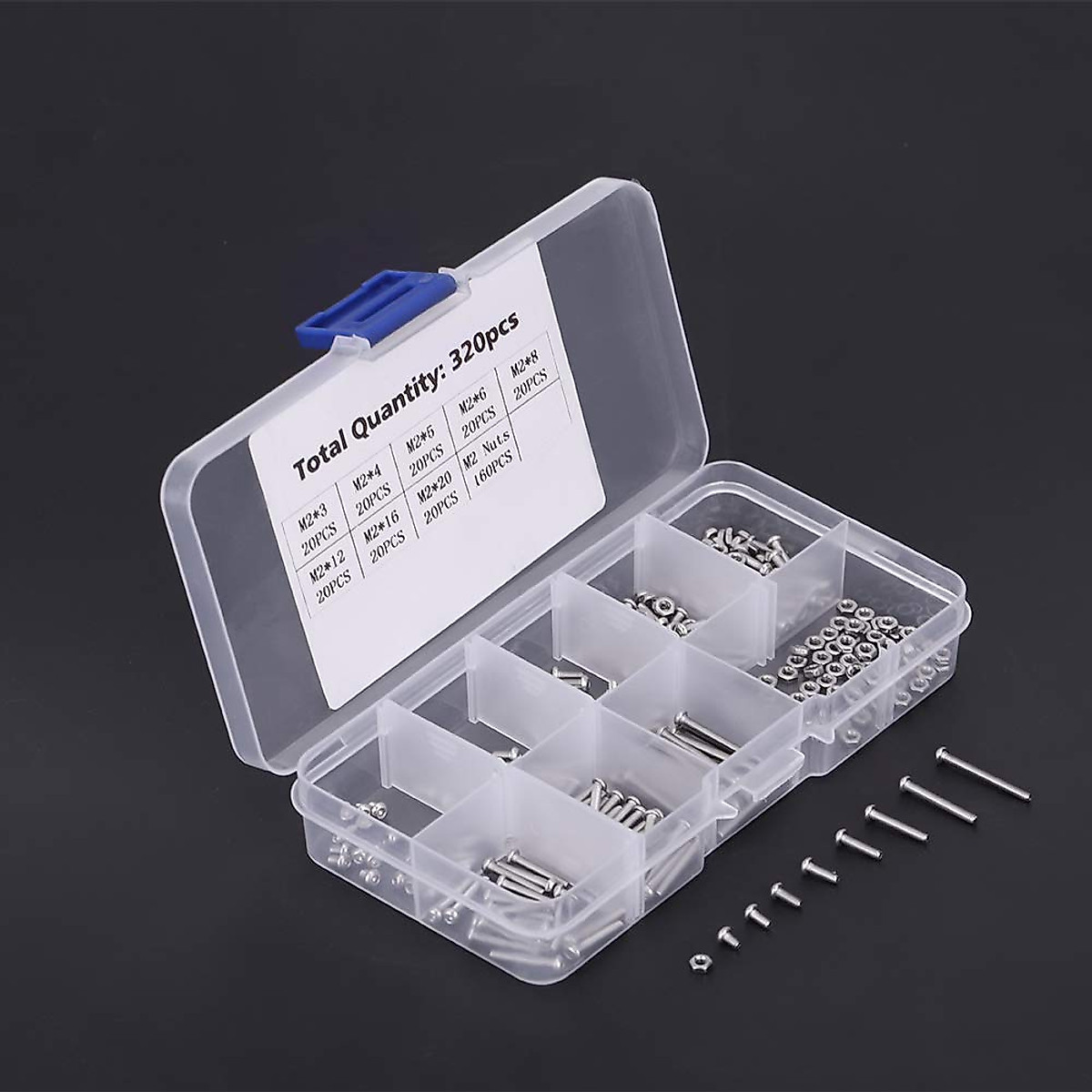 Screws Set-320pcs M2 Machine Screws Set Fasteners for Laptop/Hard Disk/Keyboard/Phone/PC