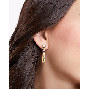 MILLA Dangle Earrings for Women - Cute Designer Earrings for Women Trendy Gold Chain Earrings & Sterling Silver Dangly Earrings (Round CZ / 14K Gold Plated)