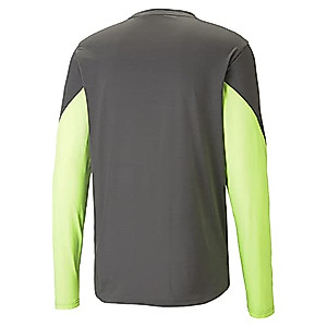 PUMA Men's Run Cloudspun Long Sleeve, Castlerock Heather-Lime Squeeze Heather, Small