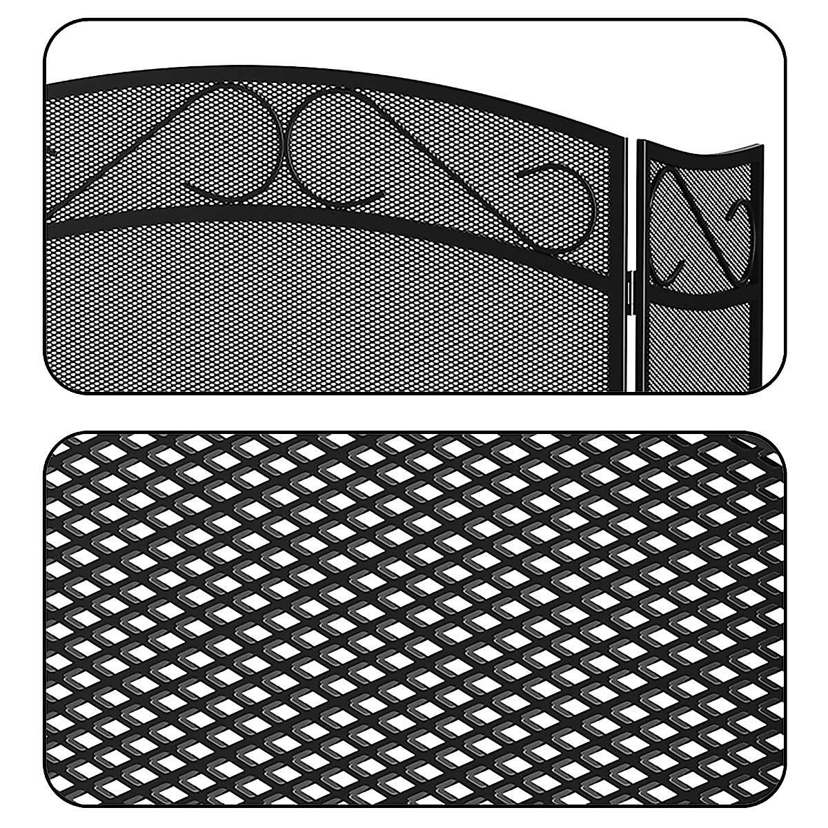 Fire Beauty Fireplace Screen for Wood Burning Fireplace Foldable 3 Panel Wrought Iron Fireplace Cover with Protective Mesh Fire Spark Guard for Indoor Outdoor Flat Guard Fire Screens Black