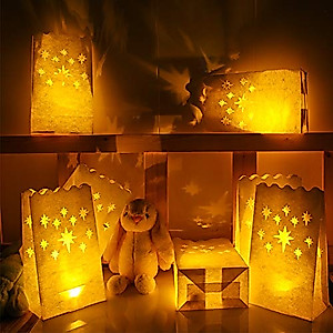 PChero 12pcs Luminary Bags, Ideal for Electric LED Votive Tealight Candles Holder, Fire Retardant Paper Lantern Bag for Wedding Party Thanksgiving Christmas Valentines Decoration