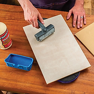 5” Wood Glue Roller–Thermoplastic Rubber Roller w/Silicone Rest &ABS Handle –Detachable Glue Applicator Roller for Easy Cleaning & Storage -Woodworking Roller for Butcher Blocks, Workbench Tops &More