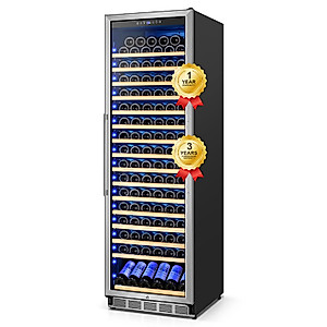 FoMup Wine Cooler Refrigerator, 24 Inch, 189 Bottle Capacity, Freestanding/Built-in Wine Chiller with Sliding Shelves, Professional Wine Cellar, Low Noise, Reversible Door