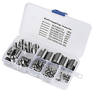 50Pcs Stainless Steel Inner Thread Self Tapping Thread Inserts Set Thread Reinforce Repair Tool M3- with a Storage Case