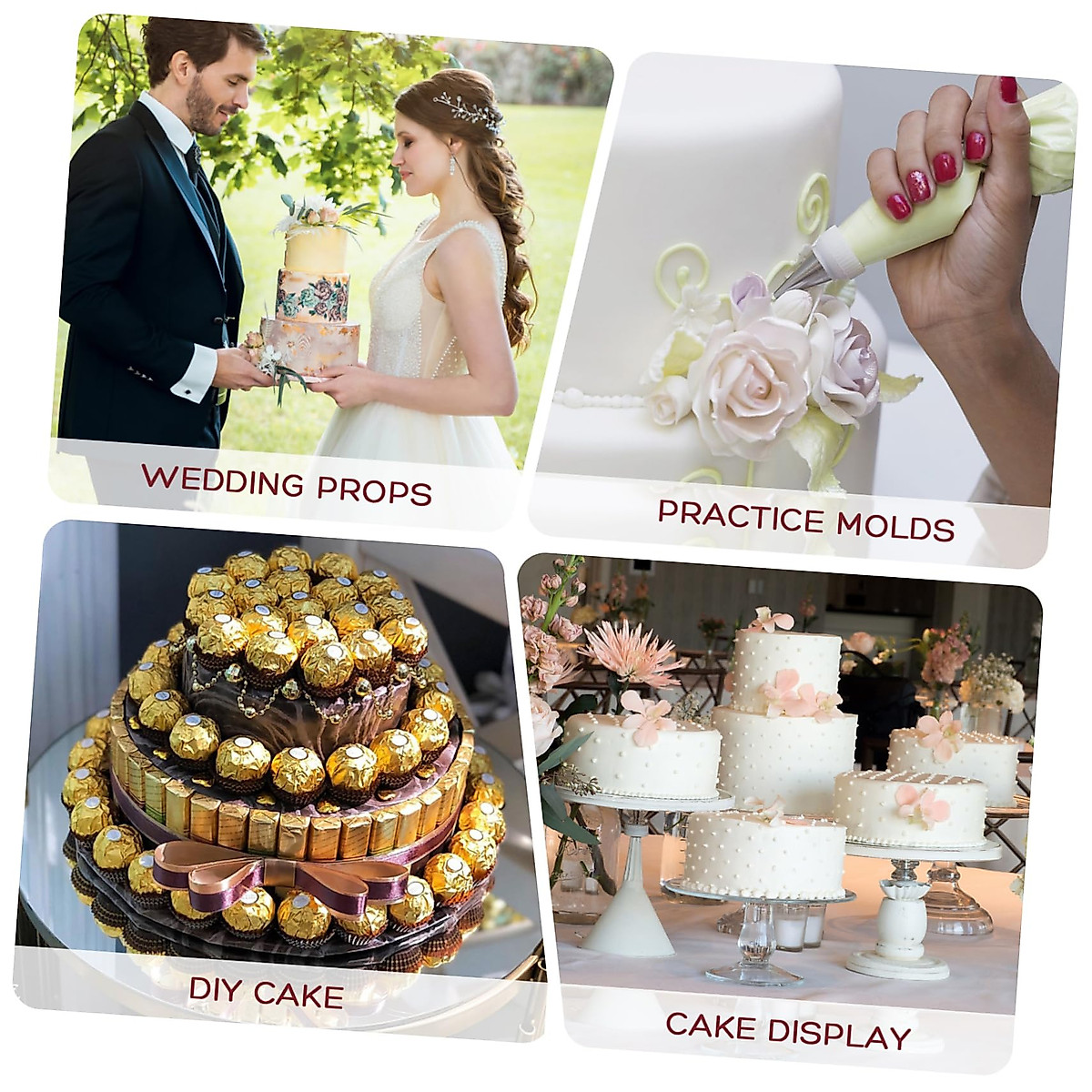 Hoement 3pcs Wedding Cake Stands Wedding Ceremony Decorations DIY Crafts Round Cake Stand Wedding Decor Rotating Cake Stand Rotary Tool Cake Dummies 15c White Foam Window Wedding Supplies