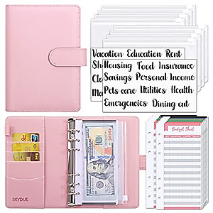 SKYDUE Budget Binder with Zipper Envelopes & Expense Budget Sheets,Money Binder with Cash Envelopes for Budgeting and Saving Money