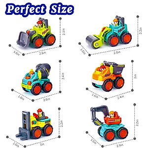 HOLA Mini Toddler Construction Vehicles Playsets Dump Truck, Excavator, Bulldozer, Cement Mixer, Forklift, Road Roller, Construction Trucks Car Toys for 18 Months+ Old Boy