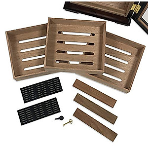 Prestige Import Group Milano Countertop Display Cigar Humidor with 4 Glass Sides & Angled Trays - Up to 125 Cigar Capacity - Finish: Dark Mahogony