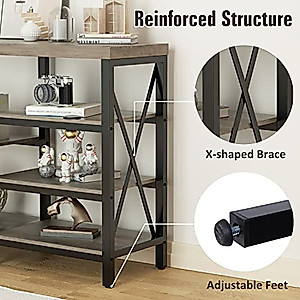 LGHM Console Tables for Entryway, Sofa Console Table Narrow with 5-Tier Storage Shelves for Living Room, Couch Hallway Table for Hall, Entry, Gray Wash