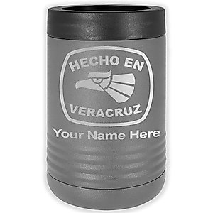 LaserGram Double Wall Insulated Beverage Can Holder, Hecho en Veracruz, Personalized Engraving Included (Standard Can, Gray)