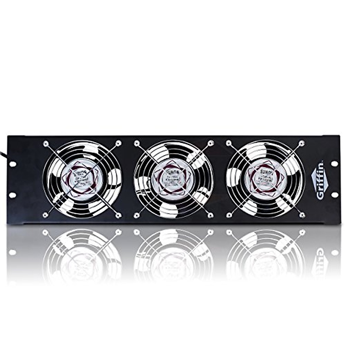 GRIFFIN Rackmount Cooling Fan | 3U Ultra-Quiet Triple Exhaust Fans, Keep Studio Audio Equipment Gear Cool | Rack Mount on Network IT System Server Rails | DJ PA AMP Temperature Control Panel Cabinet