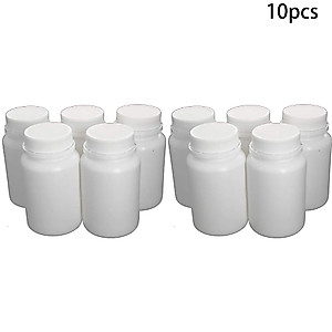 Bettomshin 10pcs 150g PE Plastic Bottles, Wide Mouth Lab Solid Bottles, White Solid Sample Seal Sample Storage Solid Bottle for Holding Hold Solid Medicines